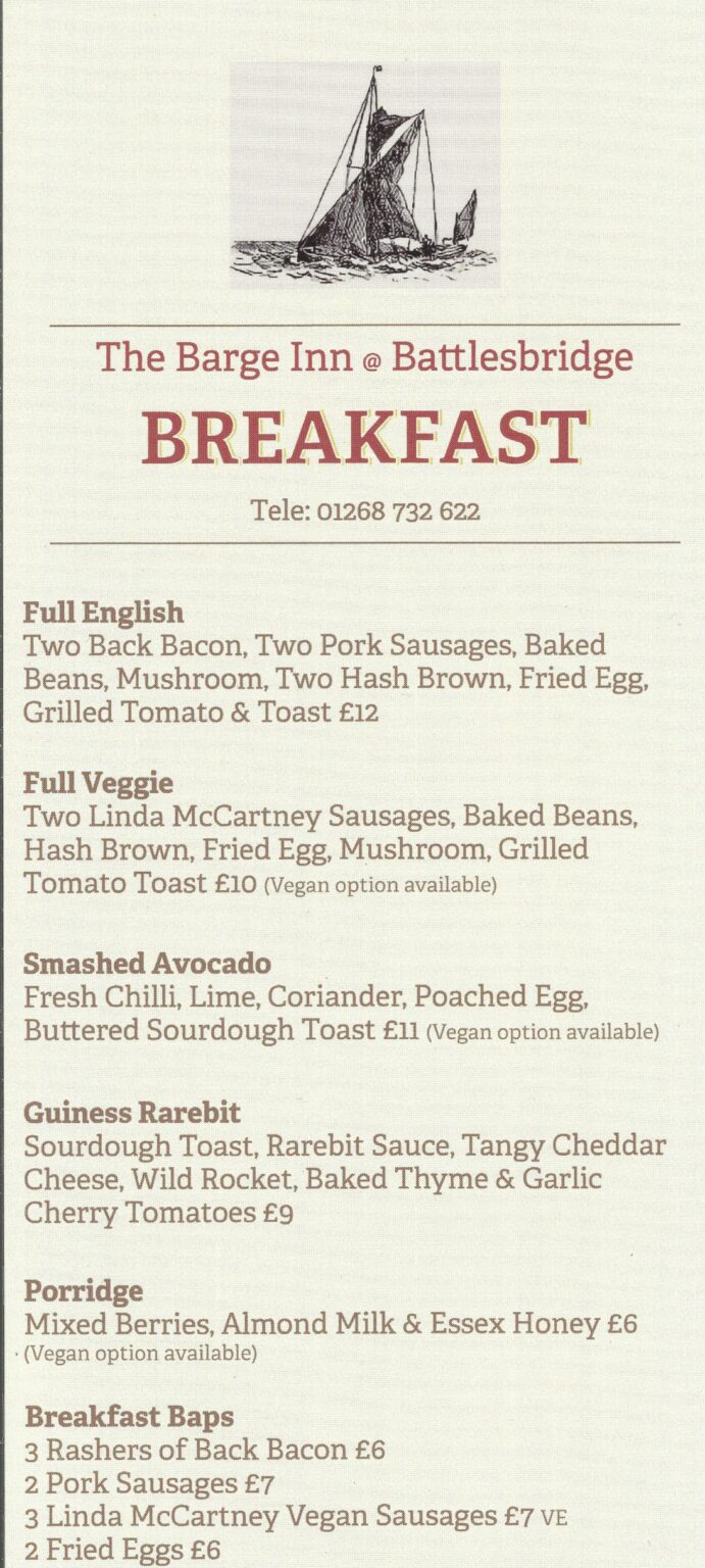 Our Food - Barge Inn Battlesbridge