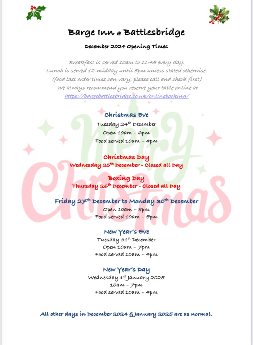 Our Drinks - Barge Inn Battlesbridge